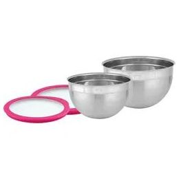 Rösle Schüssel RÖSLE, pink (pink, silberfarben), B:27cm H:16cm T:28,5cm Ø:24cm, Edelstahl 18/10, Schüsseln, mit Frischhaltedeckel, Ø 20/24 cm, spülmaschinengeeignet