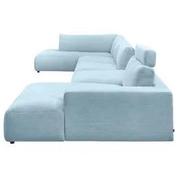 Wohnlandschaft Musterring "Lucia U-Form", blau (hellblau), B:504cm H:81cm T:204cm, Sofas, Cord-Bezug, inklusive Kopfstütze, Gesamtbreite 524 cm