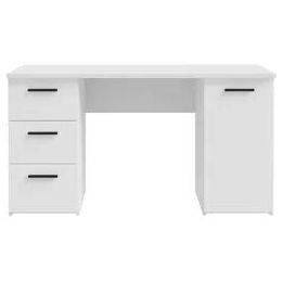 Schreibtisch FORTE "Neuss", weiß (weiß, weiß, weiß), B:138,2cm H:75,3cm T:60cm, Tische, mit 3 Schubladen & 1 Tür, funktional, Breite 138 cm