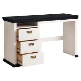 Schreibtisch Home Affaire "Konrad", grau (weiß, anthrazit), B:129cm H:76cm T:48cm, Tische, aus zertifiziertem Massivholz, mit Schubladen, Breite 129 cm