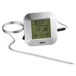 Bratenthermometer Gefu "PUNTO", silber, B:8,5 H:2,4 T:8,5, Edelstahl, Kunststoff, Temperaturmessgeräte, digital, für Grill, Backofen und Herd