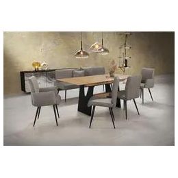 K+w Komfort & Wohnen Essgruppe K+W KOMFORT & WOHNEN "Giacomo I", braun (braun,), H:87cm T:62cm, Sitzmöbel-Sets, 2 Stühle und 2 Armlehnenstühle, Polsterbankbreite 200cm oder 177cm