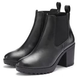 Chelseaboots Vivance, Damen, Gr. 42, schwarz, Obermaterial: 100% Lederimitat. Futter: 100% Lederimitat. Decksohle: 100% Lederimitat. Laufsohle: 100% Synthetik, unifarben, Klassisch, Schuhe Chelseaboots Stiefelette Ankleboots Schlupfboots, mit Blockabsatz & Stretch-Einsatz, High-Heel-Stiefelette, Ankle Boots