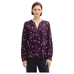 Klassische Bluse Tom Tailor, Damen, Gr. 38, rosa (berry autumn floral design), Obermaterial: 100% Viskose, mit Knopf,Ärmel mit Ärmelschlitz, Blusen