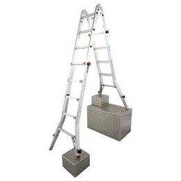 Gelenkleiter Krause "TeleVario", grau (aluminiumfarben), B:67cm H:21cm L:160cm, Aluminium, Leitern, Alu, 4x5 Sprossen, Arbeitshöhe ca. 606 cm
