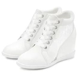 Sneaker Lascana, Damen, Gr. 37, weiß, Obermaterial: 100% Lederimitat. Futter: 100% Lederimitat. Decksohle: 100% Lederimitat. Laufsohle: 100% Synthetik, leicht transparent, unifarben, Elegant, Schuhe Ankleboots Sneaker high, Freizeitschuh, Halbschuh mit innenliegendem Keilabsatz, Spitzendetails