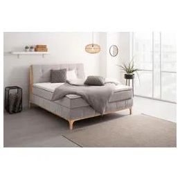 Boxspringbett OTTO products "Jelle", silber (silberfarben), B:181cm L:216cm, Komplettbetten, Boxspringbett, zertifizierte, recycelte Bezugsstoffe, verschiedene Ausführungen