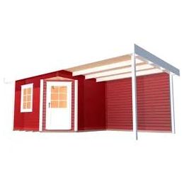Gartenhaus Weka "Designhaus 213B Gr.2", rot (schwedenrot, weiß, naturbelassen), Fußboden im Gartenhaus, Rückwand, Gartenhäuser