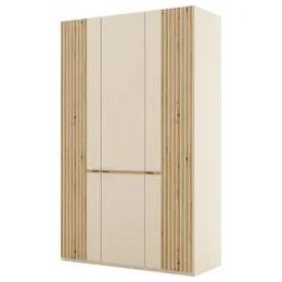 Drehtürenschrank Musterring "Isabelle", beige (champagner, dekor), B:148,4cm H:216cm T:58cm, Hartfaserplatte, Holzwerkstoff, Schränke, Lamellen in Eiche, Griffe in schwarz, verschiedene Größen und Farben