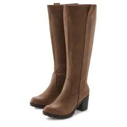 Weitschaftstiefel Lascana, Damen, Gr. 37, XL-Schaft, braun, Obermaterial: 100% Lederimitat. Futter: 100% Textilmaterial. Decksohle: 100% Textilmaterial. Laufsohle: 100% Synthetik, unifarben, Elegant, Schuhe Reißverschlussstiefel Weitschaftstiefel, Stiefel, Stiefelette, langer Stiefel, Blockabsatz, Cowboy Stil VEGAN