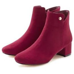 Stiefelette Lascana, Damen, Gr. 38, rot (bordeaux), Obermaterial: 100% Textilmaterial. Futter: 100% Textilmaterial. Decksohle: 100% Textilmaterial. Laufsohle: 100% Synthetik, unifarben, Schuhe, mit bequemen Blockabsatz, Ankle Boots, Stiefel VEGAN