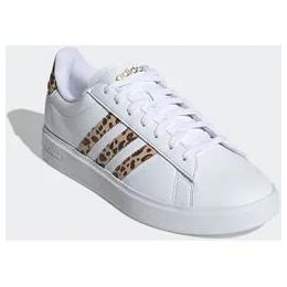 Sneaker Adidas SPORTSWEAR "GRAND COURT 2.0", Gr. 36, weiß (cloud weiß, magic beige, matte gold), Synthetik, animal-print, Sportlich, Schuhe, mit Leo Print, Design auf den Spuren des Adidas Superstar
