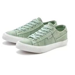 Sneaker ELBSAND "Schnürschuh", Damen, Gr. 45, grün (mintgrün), Obermaterial: 100% Textilmaterial. Futter: 100% Textilmaterial. Decksohle: 100% Textilmaterial. Laufsohle: 100% Synthetik, unifarben, used, Schuhe Skaterschuh Canvassneaker Sneaker low, Schnürhalbschuh, Freizeitschuh aus Textil, Used-Look VEGAN
