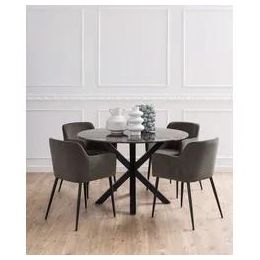 Vcm Esstisch ACTONA GROUP "Heaven", braun (braun marmor), B:120cm H:75,5cm T:120cm, Tische, Tischplatte aus braunem, foliertem Marmor, rund, Ø120 cm, Kreuzfuß