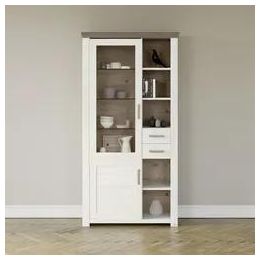 Standvitrine "York", weiß (weiß, eiche hell), B:105cm H:207cm T:42cm, MDF, SET ONE BY Musterring, Schränke, Typ 05 und 06, mit Glastür, Beleuchtung optional, Höhe 207 cm