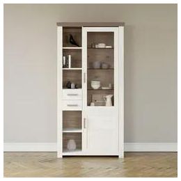 Standvitrine "York", weiß (weiß, eiche hell), B:105cm H:207cm T:42cm, MDF, SET ONE BY Musterring, Schränke, Typ 05 und 06, mit Glastür, Beleuchtung optional, Höhe 207 cm