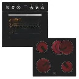 Exquisit Elektro-Herd-Set "EHE157-UBZ-020 schwarz", Energieeffizienz: A (A+++-D), schwarz, Herdsets
