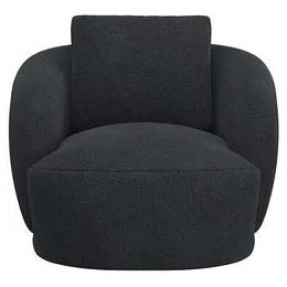 Sessel FLEXLUX "Torino, rund, drehbar, Einzelsofa, Polstersessel", grau (anthrazit grau), B:90cm H:85cm T:92cm, 100% Polyester, Sessel, Polstersessel Einzelsessel, Modernes, organisches Sessel-Design, Kaltschaum, Wellenunterfederung