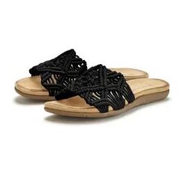Pantolette Lascana, Damen, Gr. 38, schwarz, Obermaterial: 100% Textilmaterial. Futter: 100% Textilmaterial. Decksohle: 100% Textilmaterial. Laufsohle: 100% Synthetik, unifarben, Casual, Schuhe Pantolette, Mule, Sandale, offener Schuh mit modischem Häkelmuster VEGAN