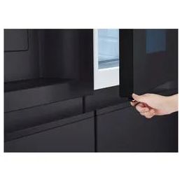 LG Side-by-Side "GSXE90", Energieeffizienz: D (A-G), silber (essence matte schwarz), B:91,3cm H:179cm T:73,5cm, Kühlschränke, großes Wein- und Flaschenregal