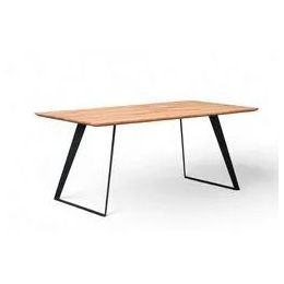 Esstisch Home Affaire "Talwiese Küchentisch, U-Form Metallgestell, Wildeiche massiv geölt", beige (natur, schwarz, natur), B:180cm H:76cm T:90cm, Tische, Baum Kante oder Schweizer Kante, erhältlich in 3 Größen und 2 Farben