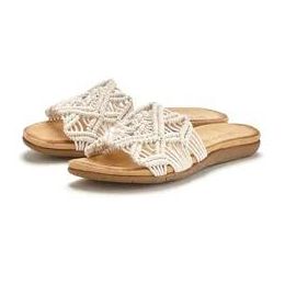 Pantolette Lascana, Damen, Gr. 39, beige, Obermaterial: 100% Textilmaterial. Futter: 100% Textilmaterial. Decksohle: 100% Textilmaterial. Laufsohle: 100% Synthetik, unifarben, Casual, Schuhe Pantolette, Mule, Sandale, offener Schuh mit modischem Häkelmuster VEGAN