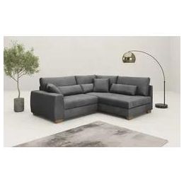 Ecksofa MR. COUCH "Hilla L-Form, bis 140 kg belastbar", schwarz (memphis 17 schwarz), B:227 H:68 T:190, Memphis (Grundgewebe - 100% Polyester; Nutzschicht- 90% Polyester / 10% Polyamide), Sofas, mit Taschenfederkern, wahlweise mit Bettfunktion, Topseller