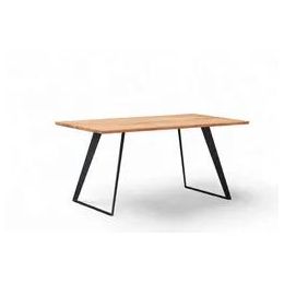 Esstisch Home Affaire "Talwiese Küchentisch, U-Form Metallgestell, Wildeiche massiv geölt", beige (natur, schwarz, natur), B:200cm H:76cm T:100cm, Tische, Baum Kante oder Schweizer Kante, erhältlich in 3 Größen und 2 Farben