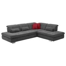 Ecksofa DIE PLANBAR "MP-IN17004 L-Form", grau (anthrazit), B:323cm H:84cm T:124cm, 100% Polyester, Sofas, wahlweise mit Bettfunktion, Sitztiefen- und Kopfteilverstellung