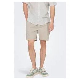 Only & Sons Shorts ONLY & SONS "ONSTEL LIFE 0119 SHORTS NOOS", Herren, Gr. L, N-Gr, silber (silber lining), Web, Obermaterial: 100% Baumwolle, unifarben, Basic, regular fit ca. Mitte Oberschenkel, Hosen