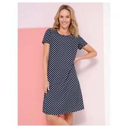 Druckkleid Classic Basics "Kleid", Damen, Gr. 46, Normalgrößen, blau (marine, weiß, getupft), 100% Polyester, gemustert, gepunktet, mehrfarbig, kurz, Rundhals, Kleider