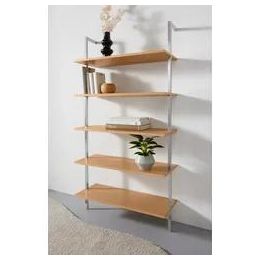 Ablageregal "Aninnar", beige (naturfarben), B:90cm H:175cm T:35cm, FSC-zertifizierter Holzwerkstoff, LeGer Home by Lena Gercke, Regale, Wandregal Bücherregal Standregal, fünf Einlegeböden aus Eschenholzfurnier, Gestell aus Edelstahl