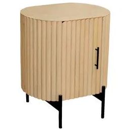 SIT-MÖBEL Nachtkommode SIT, beige (natur, schwarz), B:50cm H:60cm T:40cm, Massivholz, Metall, Sideboards, Lamellen-Design im Retro Stil