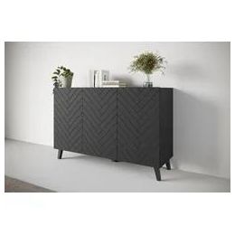 Sideboard Inosign "SIDEBOARD PHUKET", schwarz (graphite schwarz matt, mdf), B:120cm H:76cm T:39cm, Sideboards, Modernes Sideboard mit 6 Fächern, Breite 120 cm, Topseller