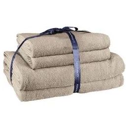 Handtuch Set Kleine Wolke "RELAX, 4 Stück (2 Handtücher 50x10 + 2 Duschtücher 70x140)", grau (taupe), 4 Stk., Frottier, Obermaterial: 100% Baumwolle, Handtuch-Sets, moderne Melangeoptik, Handtücher, Duschtücher, mit Bordüre