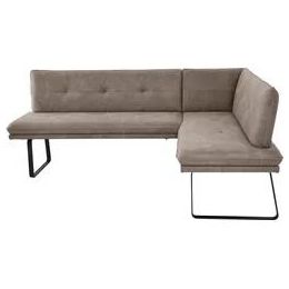 K+w Komfort & Wohnen Eckbank K+W KOMFORT & WOHNEN, braun (schlamm), B:207cm H:87cm T:157cm, Sitzbänke, Polstereckbank in Spitzkissenoptik, Sitz und Rücken gesteppt