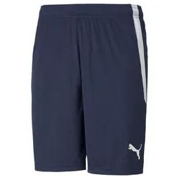 Trainingsshorts Puma "TEAMLIGA SHORTS", Herren, Gr. XXL, N-Gr, blau (peacoat, Puma weiß), Interlock, Obermaterial: 100% Polyester, unifarben, regular fit normal, Hosen