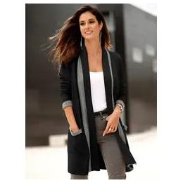 Shirtjacke Inspirationen "Shirtjacke", Damen, Gr. 52, grau (schwarz, grau, meliert), 80% Baumwolle, 20% Polyester, gemustert, mehrfarbig, V-Ausschnitt, Shirts
