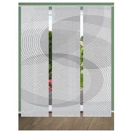 Schiebegardine HOME IN GREEN "DACIO 3ER SET" Gr. 1, grau, B:60cm H:245cm, Polyester, Gardinen, SET DIGITALDRUCK,BAMBUSOPTIK RECYCELT