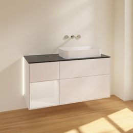 Villeroy & Boch Villeroy & Boch Finion Waschtischunterschrank 120 cm mit Regalelement links und Abdeckplatte, mit Wandbeleuchtung