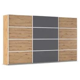 Kleiderschrank Rauch "Schwebetürenschrank OTTO ́s Choice Garderobe Schrank TOP ANGEBOT Avola", grau (eiche artisan, graumetallic, leisten weiß), B:360cm H:229cm T:62cm, Holzwerkstoff, Schränke, mit eleganten Zierleisten in Chrom, Schwarz oder Weiß MADE IN GERMANY