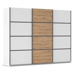 Kleiderschrank Rauch "Schwebetürenschrank OTTO ́s Choice Garderobe Schrank TOP ANGEBOT Avola", weiß (alpinweiß, eiche artisan, leisten graumetallic), B:271cm H:229cm T:62cm, Holzwerkstoff, Schränke, mit eleganten Zierleisten in Chrom, Schwarz oder Weiß MADE IN GERMANY