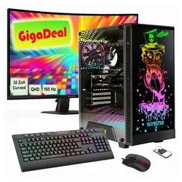 GAMEMAX PC-Komplettsystem "GigaDeal Gaming-PC-Set Rockstar", Energieeffizienz: F (A-G), schwarz, Microsoft Windows 11 Home (64 Bit), 32 GB RAM 1.000 GB SSD, Computer_Komplettsysteme, Windows 11, DDR5 RAM + Gigabyte GS32QC LED-Monitor Curved, 80 cm (32")