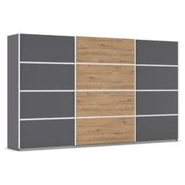 Kleiderschrank Rauch "Schwebetürenschrank OTTO ́s Choice Garderobe Schrank TOP ANGEBOT Avola", grau (graumetallic, eiche artisan, leisten weiß), B:360cm H:210cm T:62cm, Holzwerkstoff, Schränke, mit eleganten Zierleisten in Chrom, Schwarz oder Weiß MADE IN GERMANY