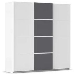 Kleiderschrank Rauch "Schwebetürenschrank OTTO ́s Choice Garderobe Schrank TOP ANGEBOT Avola", weiß (alpinweiß, graumetallic, leisten weiß), B:203cm H:210cm T:62cm, Holzwerkstoff, Schränke, mit eleganten Zierleisten in Chrom, Schwarz oder Weiß MADE IN GERMANY