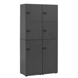 Garderoben-Set Schildmeyer "Locked Spind Schrank Set mit 4 Spinden", grau (anthrazit), Zahlenschloss, Holzwerkstoff, Kastenmöbel-Sets, 2x Spind mit 1 Tür, 2 x Spind mit 2 Türen, Made in Germany