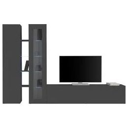 Wohnwand Inosign "Maruska", grau (anthrazit, anthrazit), B:280cm H:180cm T:30cm, Spanplatte, Kastenmöbel-Sets