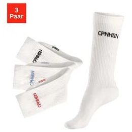 Tennissocken Copenhagen Studios, Damen, Gr. 43-46, 3x sanftes weiß mit farbigem markenlogo, Obermaterial: 72% Baumwolle, 25% Polyamid, 3% Elasthan, unifarben, elastisch, Socken, mit Halbfußfrottee