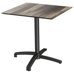 Klapptisch Essentials "X cross", schwarz (schwarz, tropical wood, schwarz), B:70cm H:74cm T:70cm, Aluminium/HPL Tischplatte, Tische, in verschiedenen Ausführungen