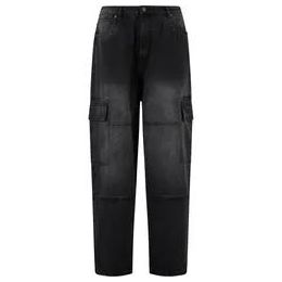Bequeme Jeans Urban Classics "Urban Classics Tapered Heavy Ounce Baggy Cargo Jeans", Herren, Gr. 34, Normalgrößen, schwarz (schwarzwashed), 100% Baumwolle, unifarben, Jeans